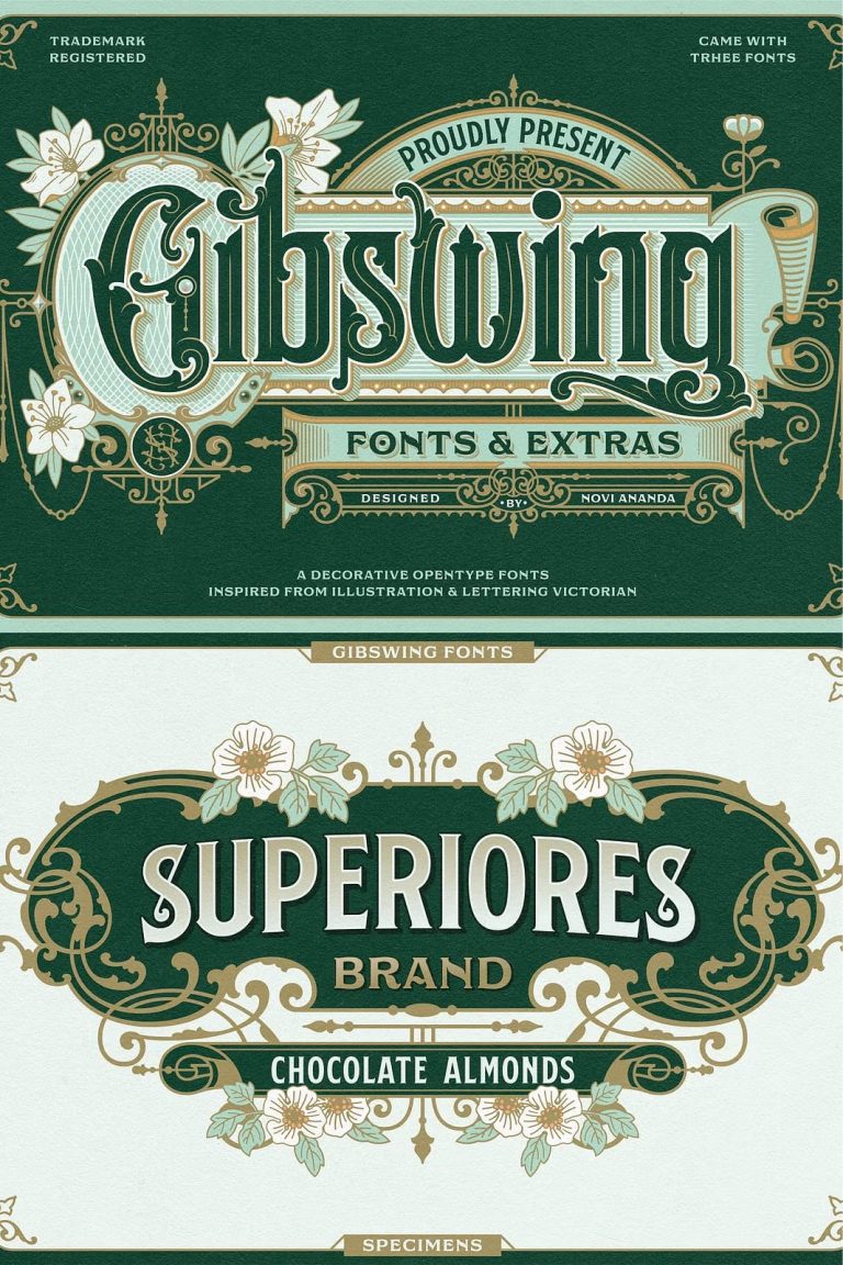 NS Gibswing Fonts + Extras - Leasted - Graphics Template Resources