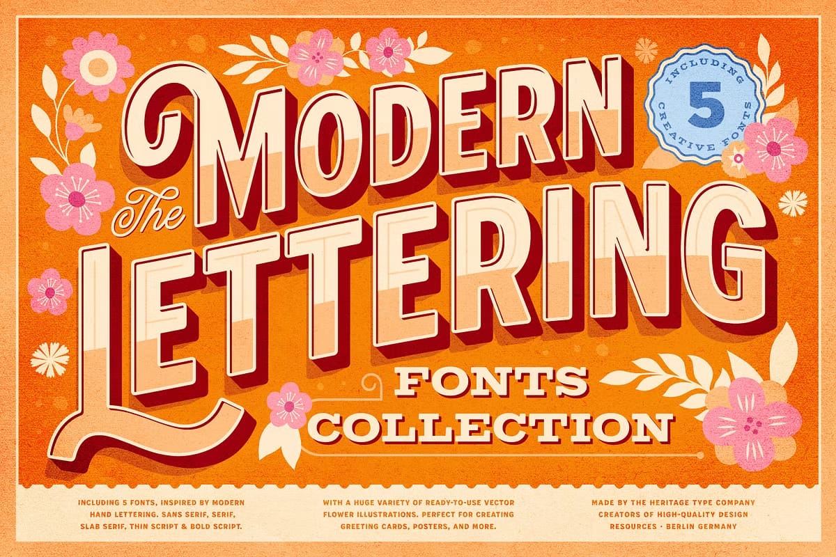 Modern Lettering Fonts Collection - Leasted - Graphics Template Resources