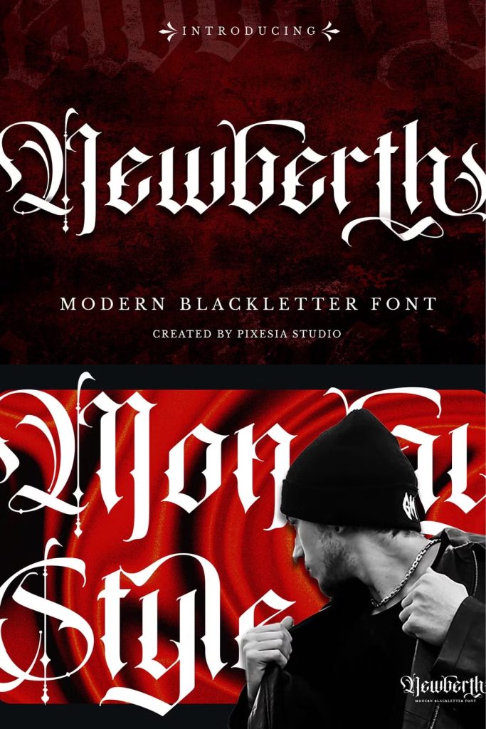 Newberth - Modern Blackletter Font - Leasted - Graphics Template Resources