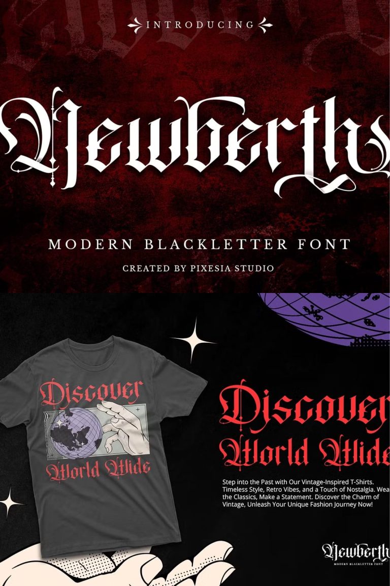 Newberth - Modern Blackletter Font - Leasted - Graphics Template Resources
