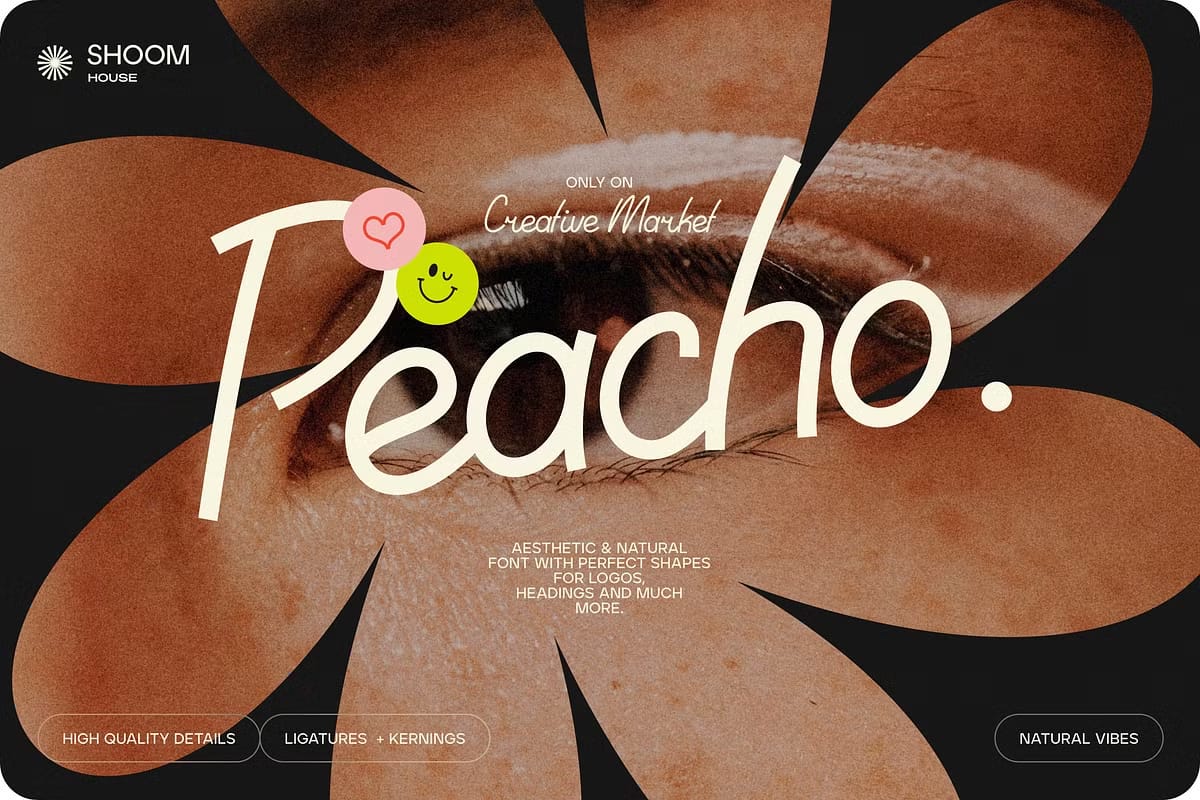 Peacho: Aesthetic Script - Leasted - Graphics Template Resources