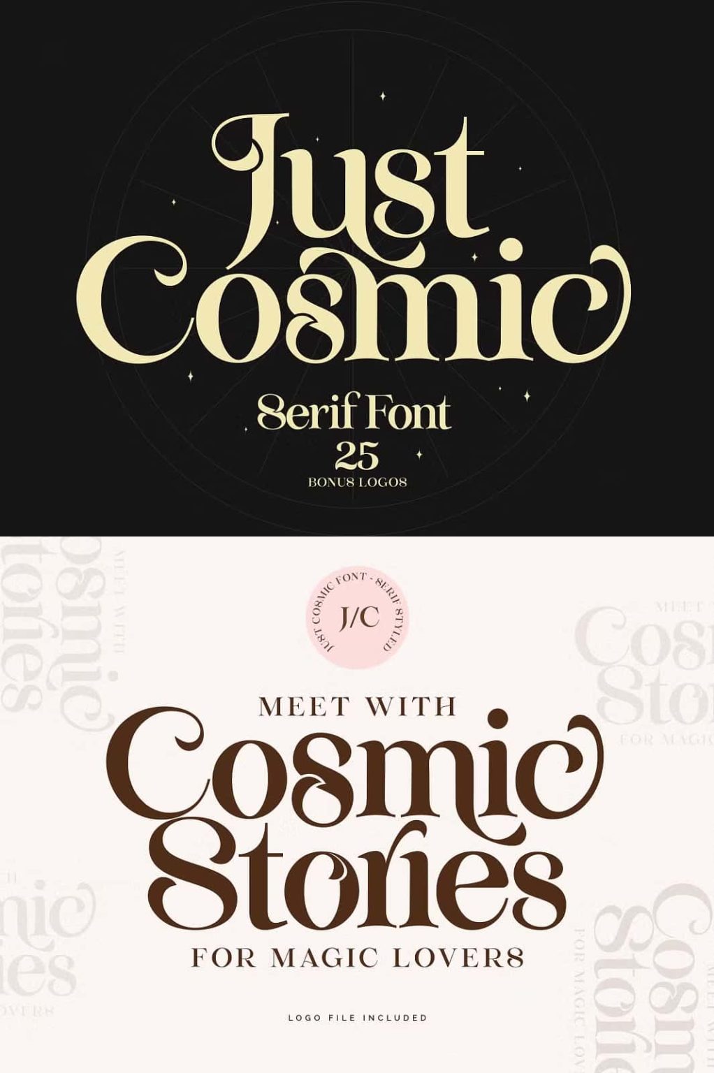 Just Cosmic Font + Logos - Leasted - Graphics Template Resources