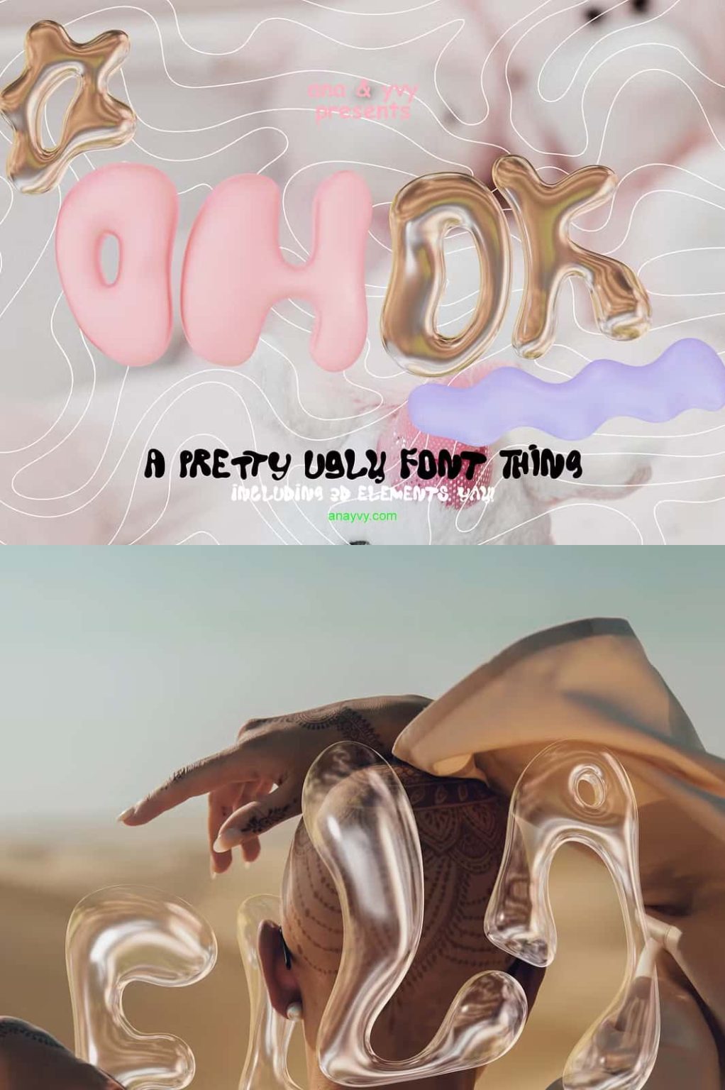 ok cool, metallic bubble font duo - Leasted - Graphics Template Resources