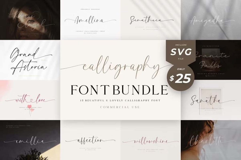 Calligraphy Font Bundle Voll II - Leasted - Graphics Template Resources