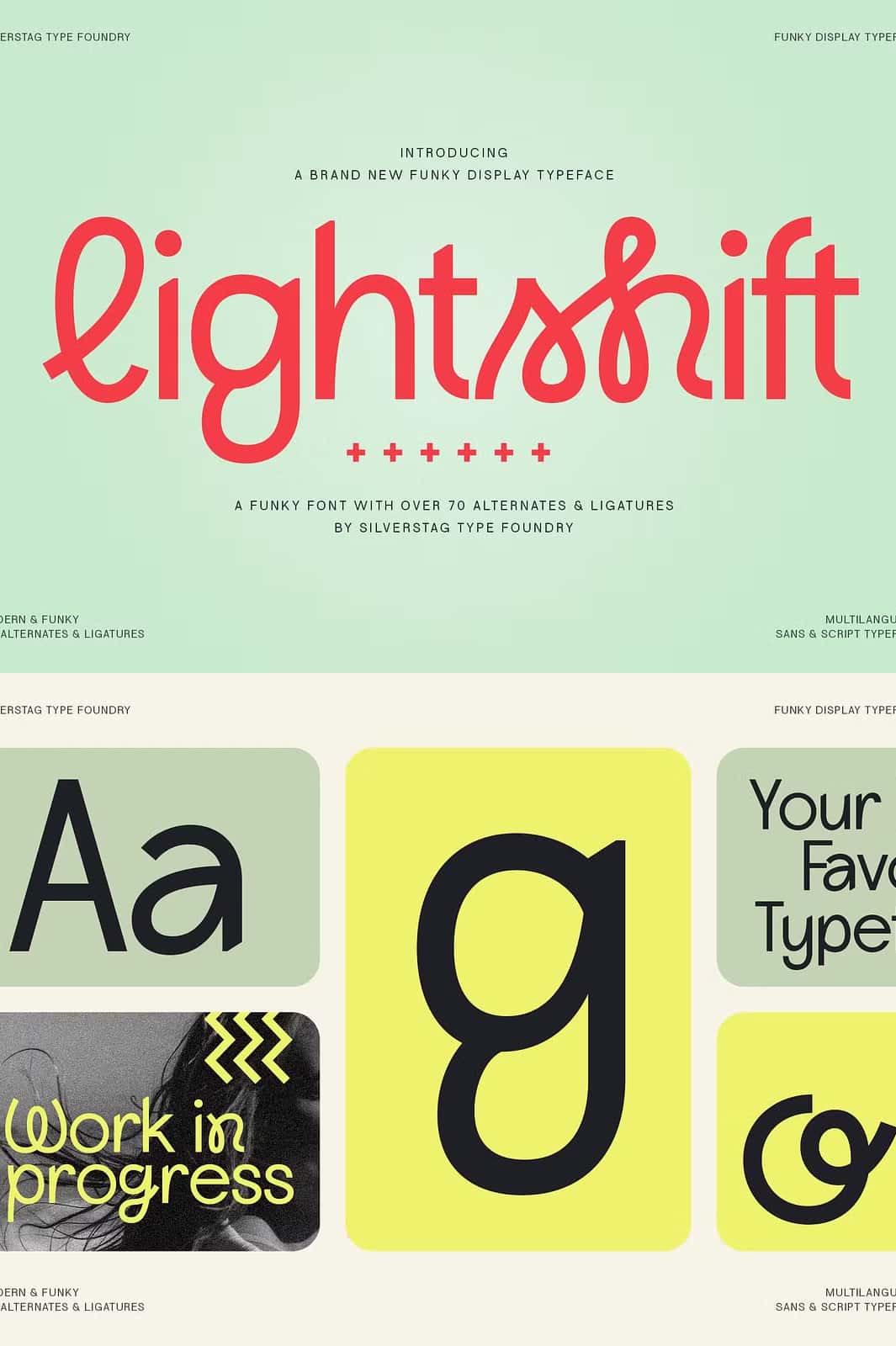 Lightshift - Funky Display Typeface - Leasted - Graphics Template Resources
