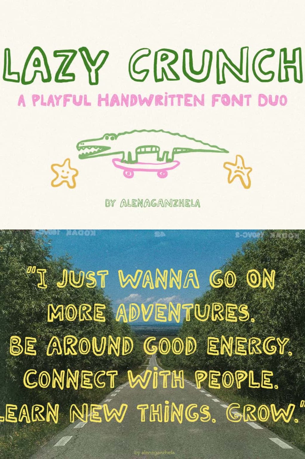 Lazy Crunch - playful font duo - Leasted - Graphics Template Resources