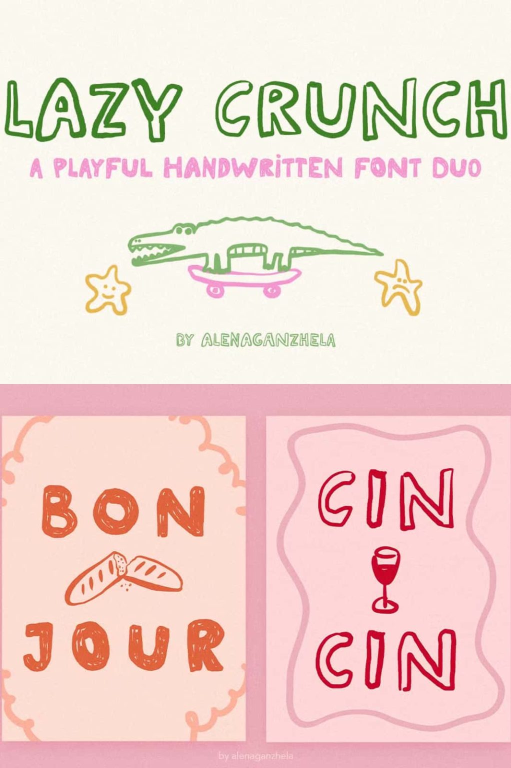 Lazy Crunch - playful font duo - Leasted - Graphics Template Resources