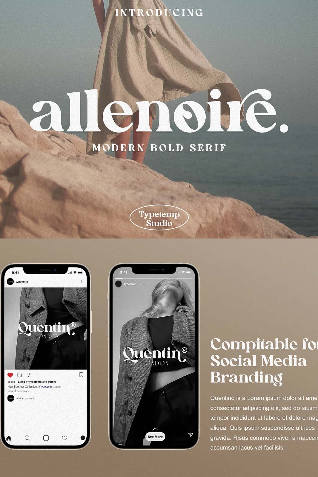 Allenoire - Modern Bold Serif Font - Leasted - Graphics Template Resources