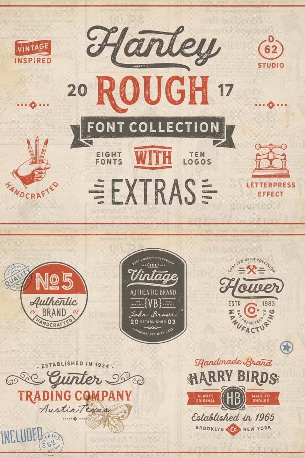 Hanley Rough Font Collection - Leasted - Graphics Template Resources