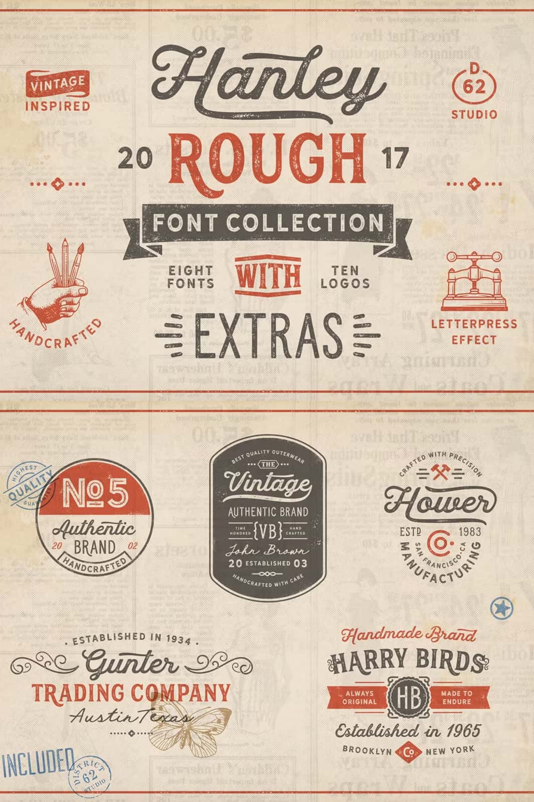 Hanley Rough Font Collection - Leasted - Graphics Template Resources