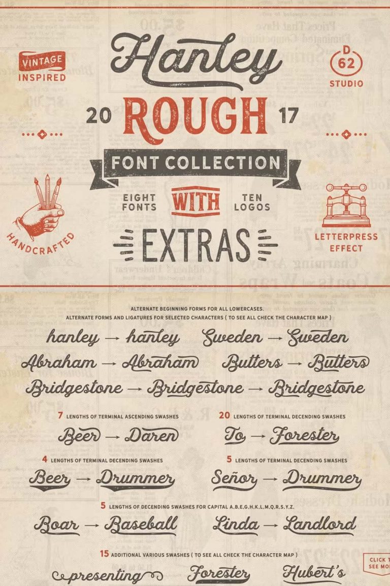 Hanley Rough Font Collection - Leasted - Graphics Template Resources