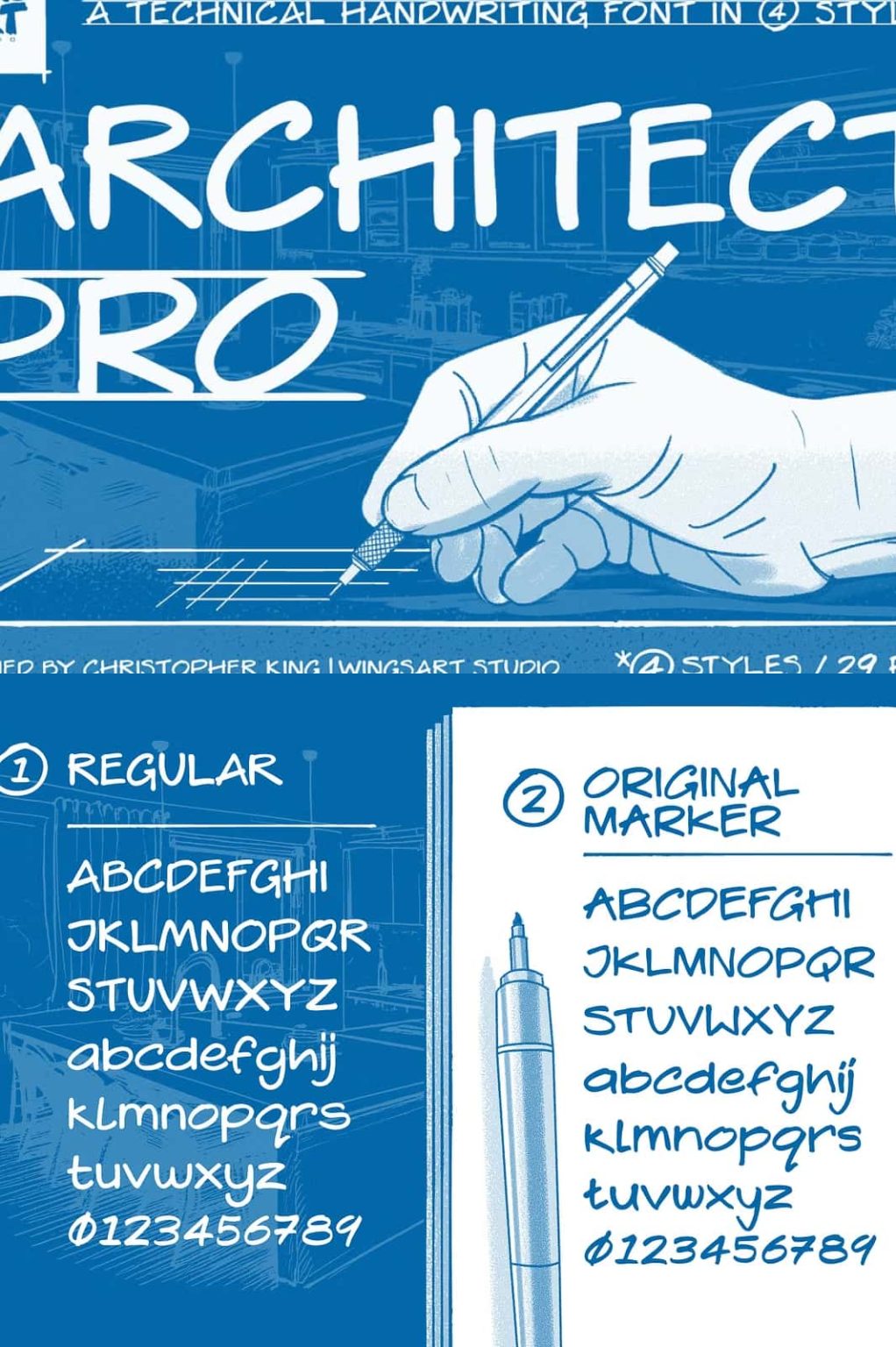 Architect Pro - Handwriting Font - Leasted - Graphics Template Resources