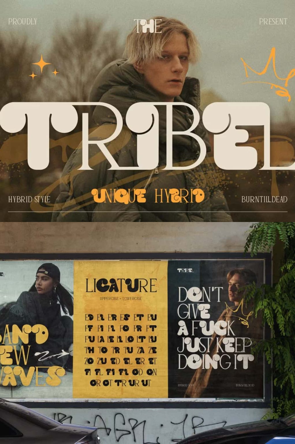 Tribel - Unique Hybrid Typeface - Leasted - Graphics Template Resources