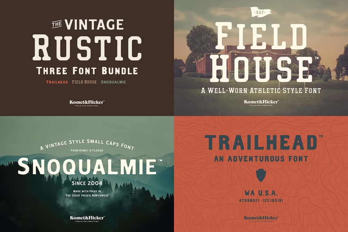 The Vintage Rustic Three Font Bundle - Leasted - Graphics Template ...