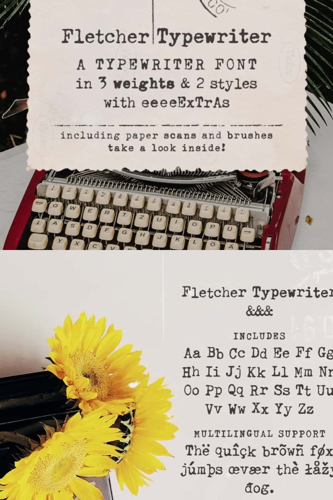 Fletcher Typewriter Font & Extras - Leasted - Graphics Template Resources