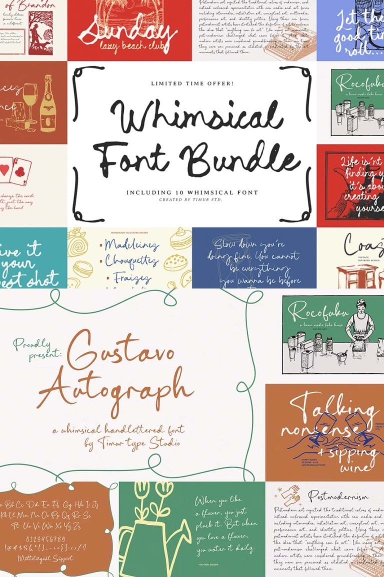Whimsical Font Bundle - 10 Fonts - Leasted - Graphics Template Resources