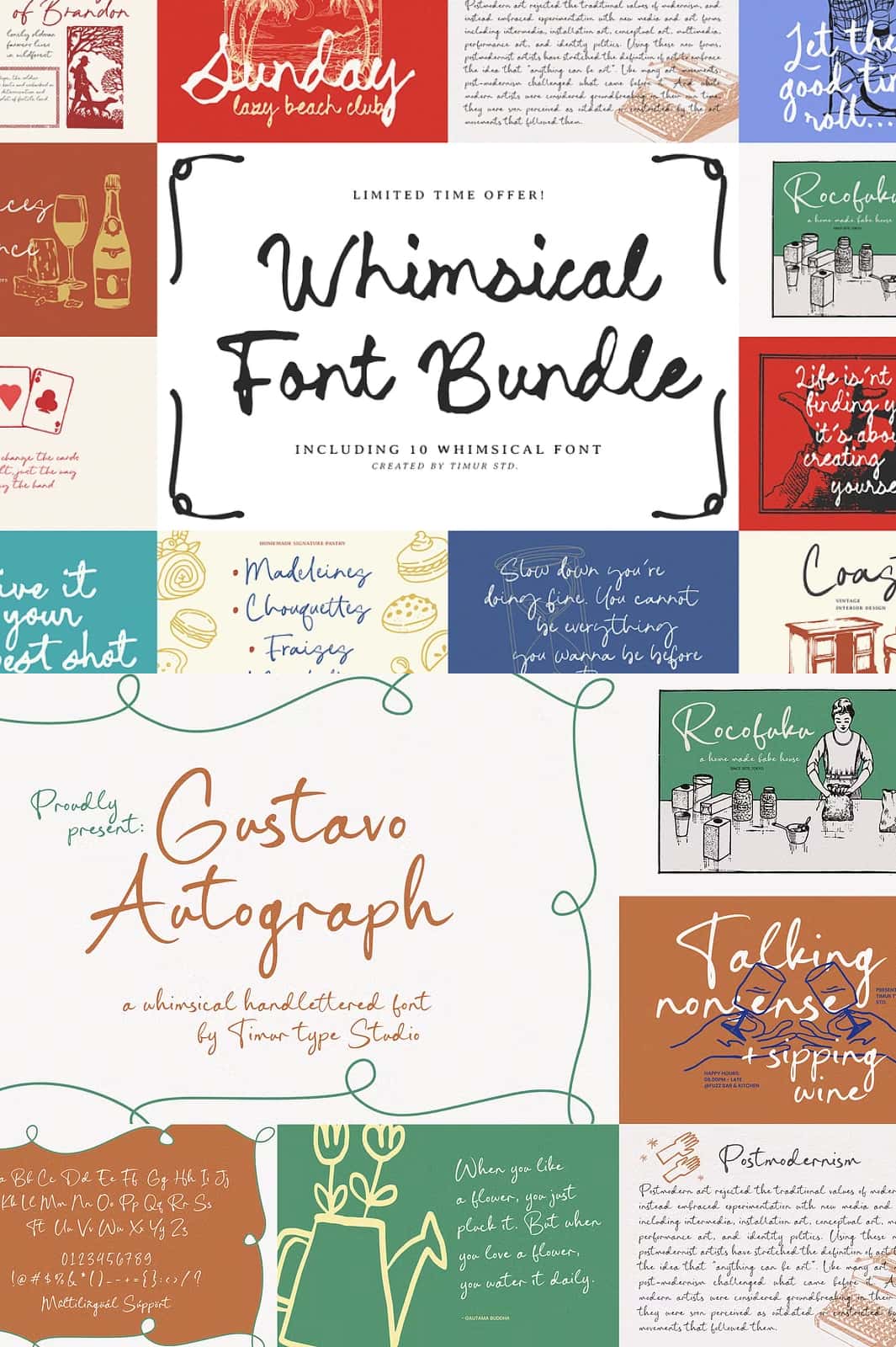 Whimsical Font Bundle - 10 Fonts - Leasted - Graphics Template Resources