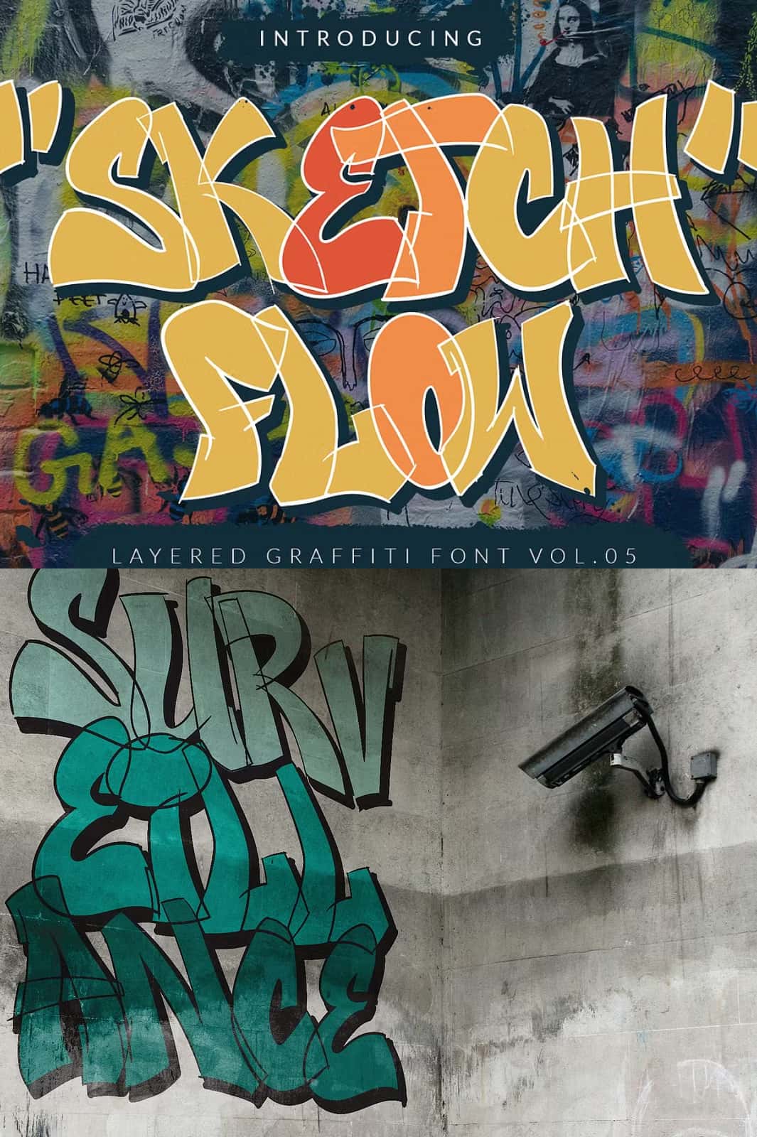 Sketch Flow - Layered Graffiti Font - Leasted - Graphics Template Resources