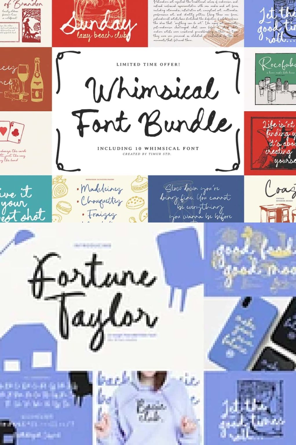 Whimsical Font Bundle - 10 Fonts - Leasted - Graphics Template Resources