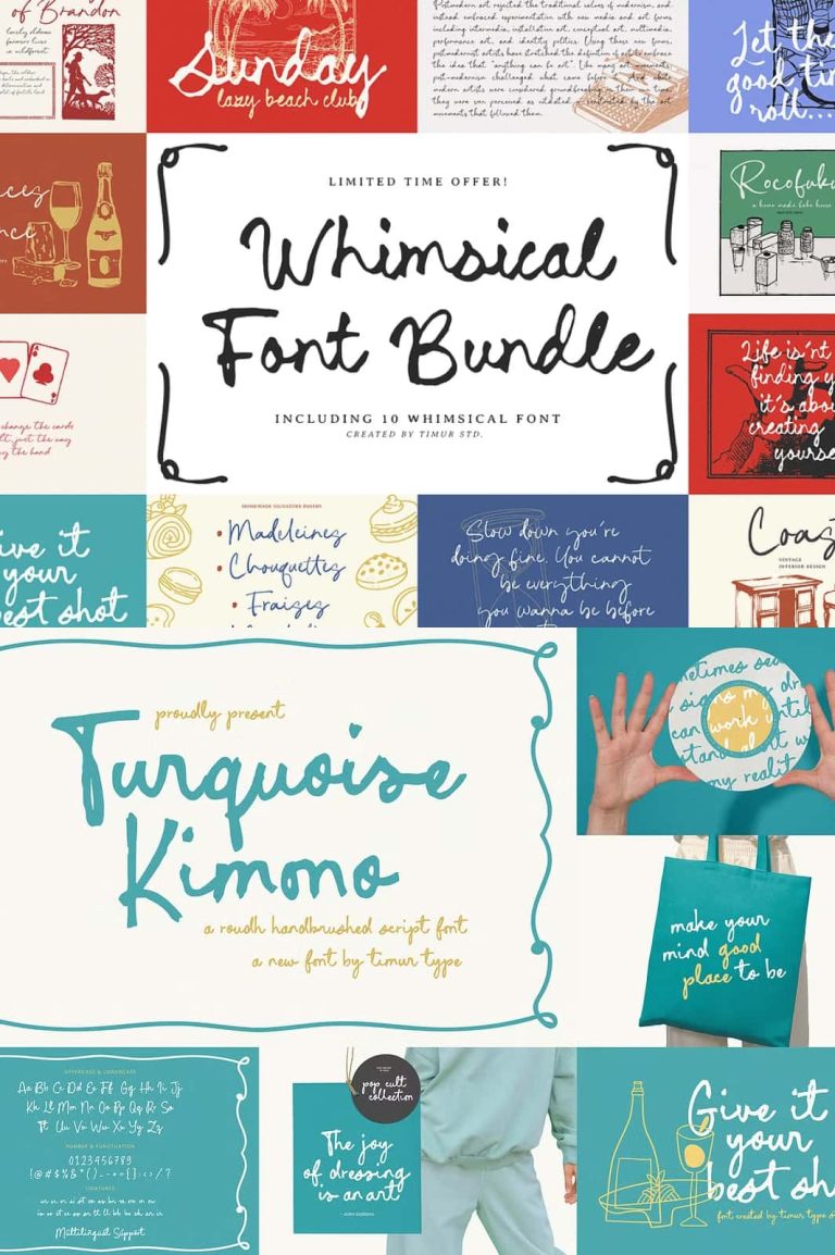 Whimsical Font Bundle - 10 Fonts - Leasted - Graphics Template Resources