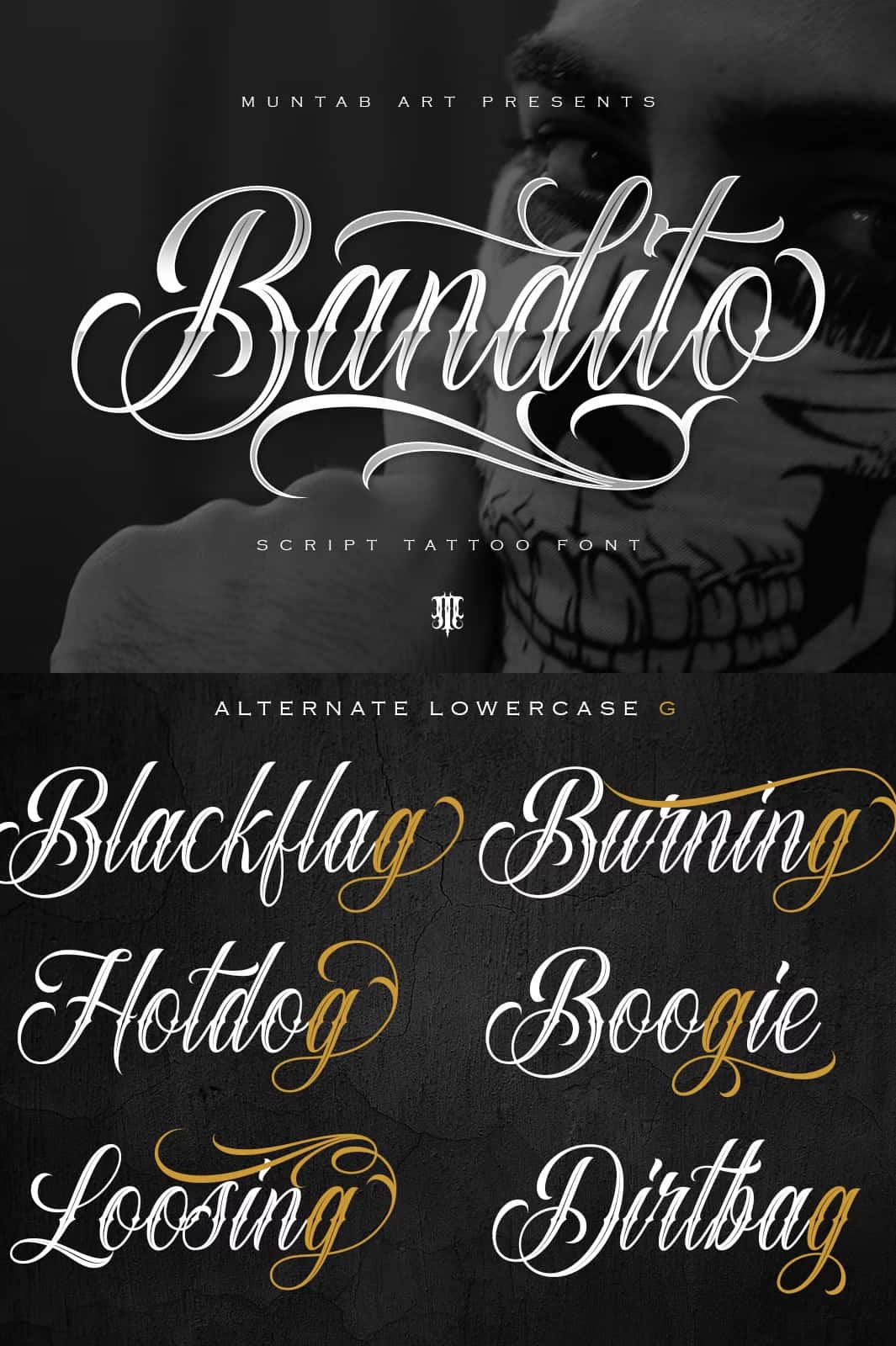 Bandito Script | Tattoo font - Leasted - Graphics Template Resources