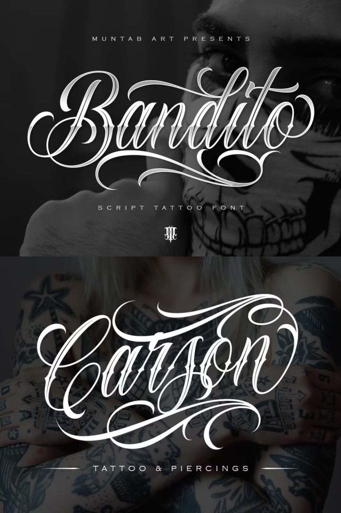 Bandito Script | Tattoo font - Leasted - Graphics Template Resources