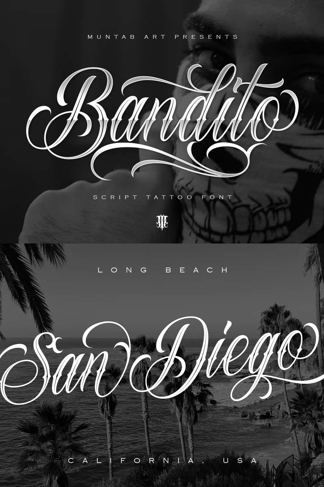 Bandito Script | Tattoo font - Leasted - Graphics Template Resources