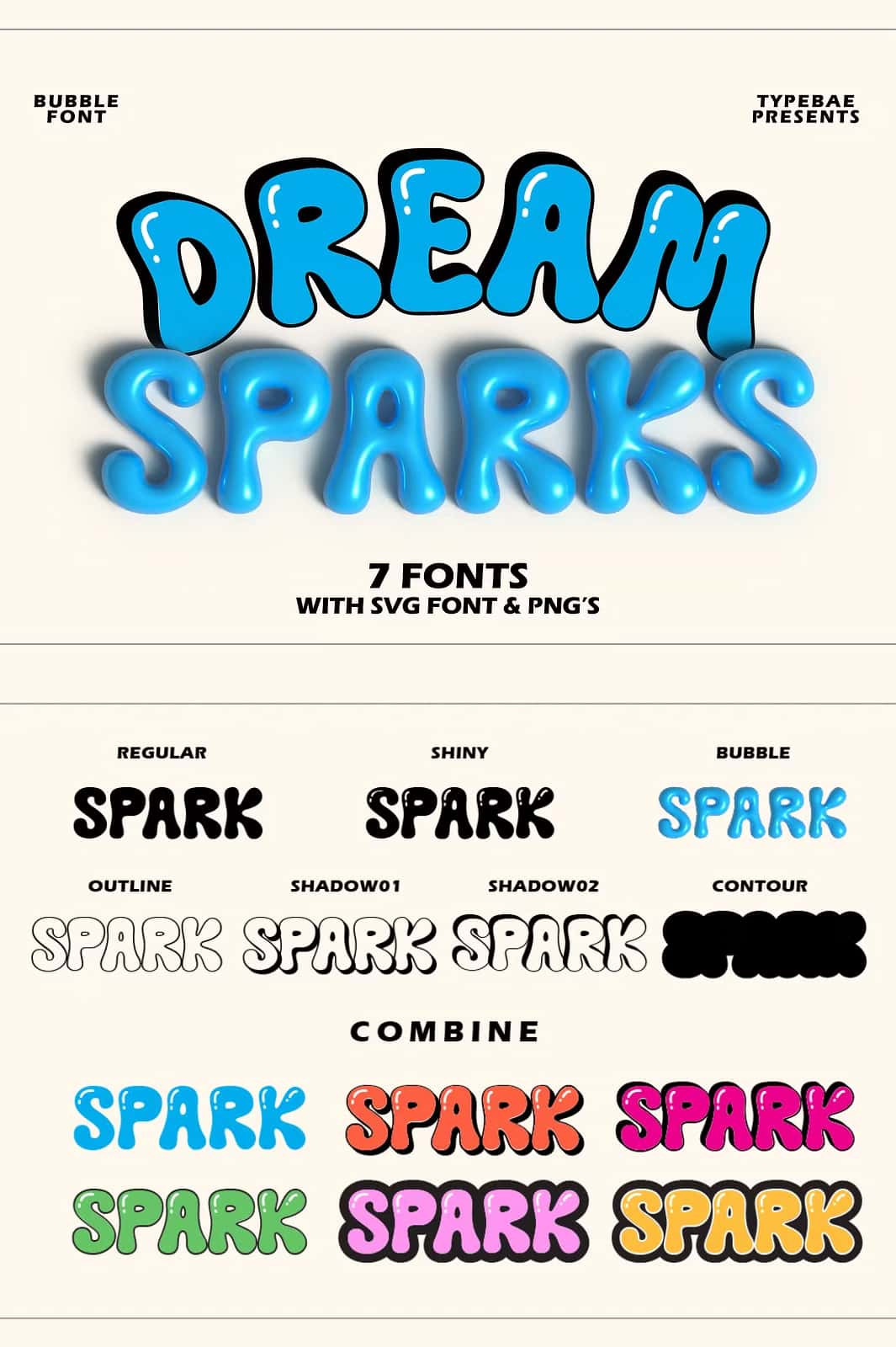 Dream Sparks - Bubble Display Font - Leasted - Graphics Template Resources