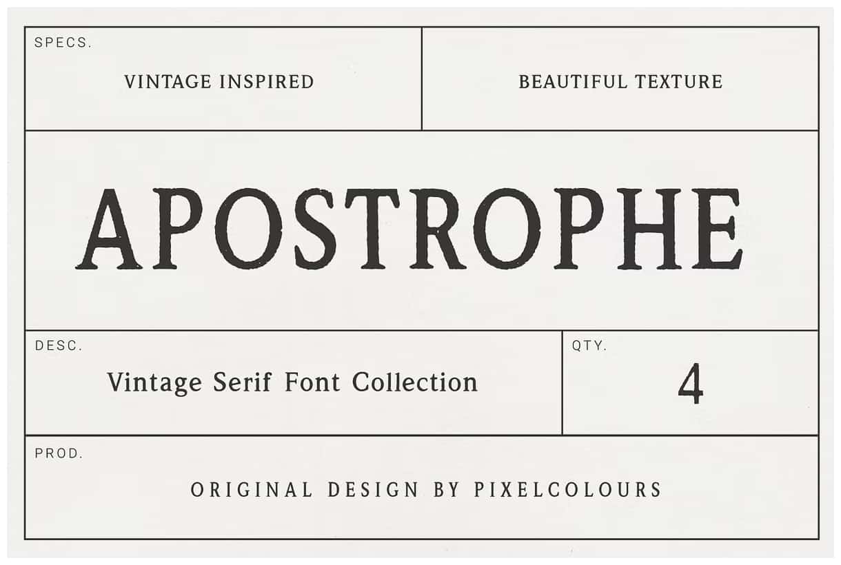 Vintage Serif Font Apostrophe - Leasted - Graphics Template Resources