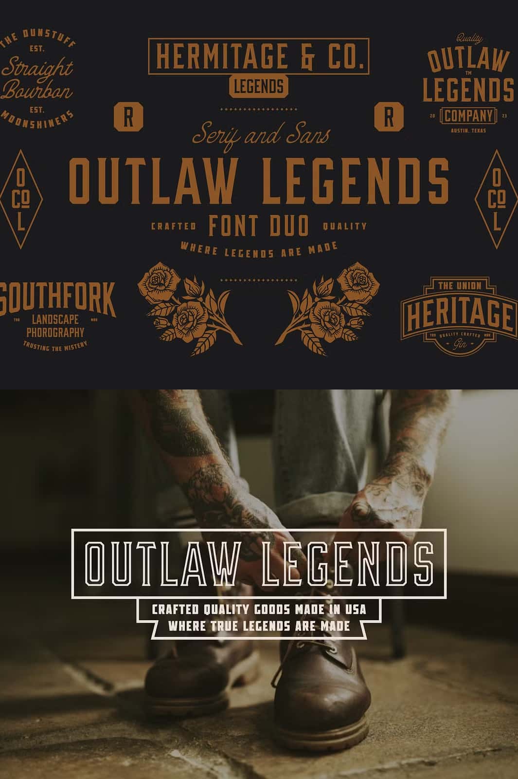 OUTLAW LEGENDS Font Duo + Extra - Leasted - Graphics Template Resources