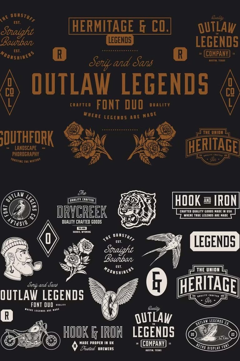 OUTLAW LEGENDS Font Duo + Extra - Leasted - Graphics Template Resources