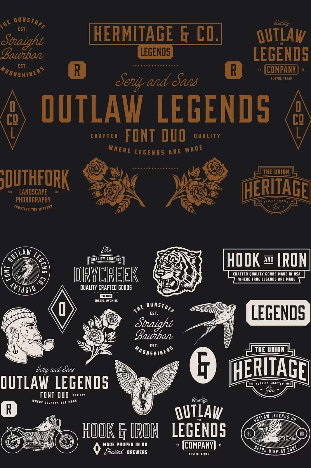 OUTLAW LEGENDS Font Duo + Extra - Leasted - Graphics Template Resources
