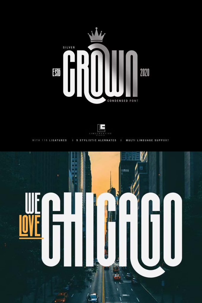 Silver Crown - Ultra Condensed Font - Leasted - Graphics Template Resources