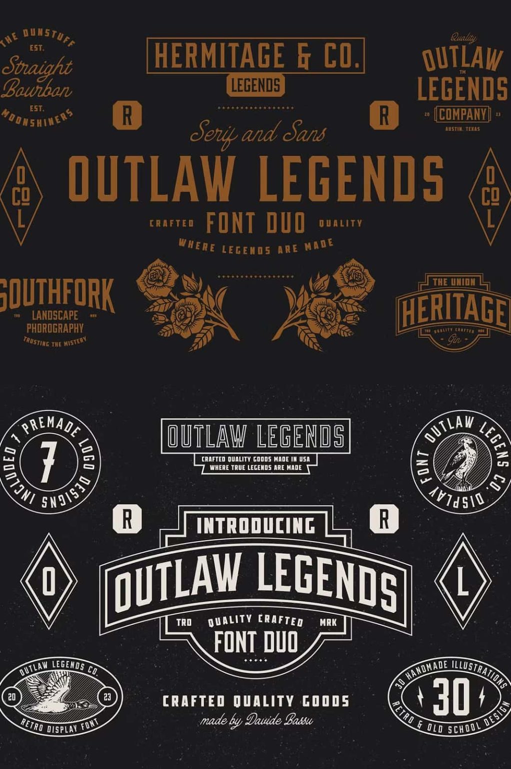 OUTLAW LEGENDS Font Duo + Extra - Leasted - Graphics Template Resources