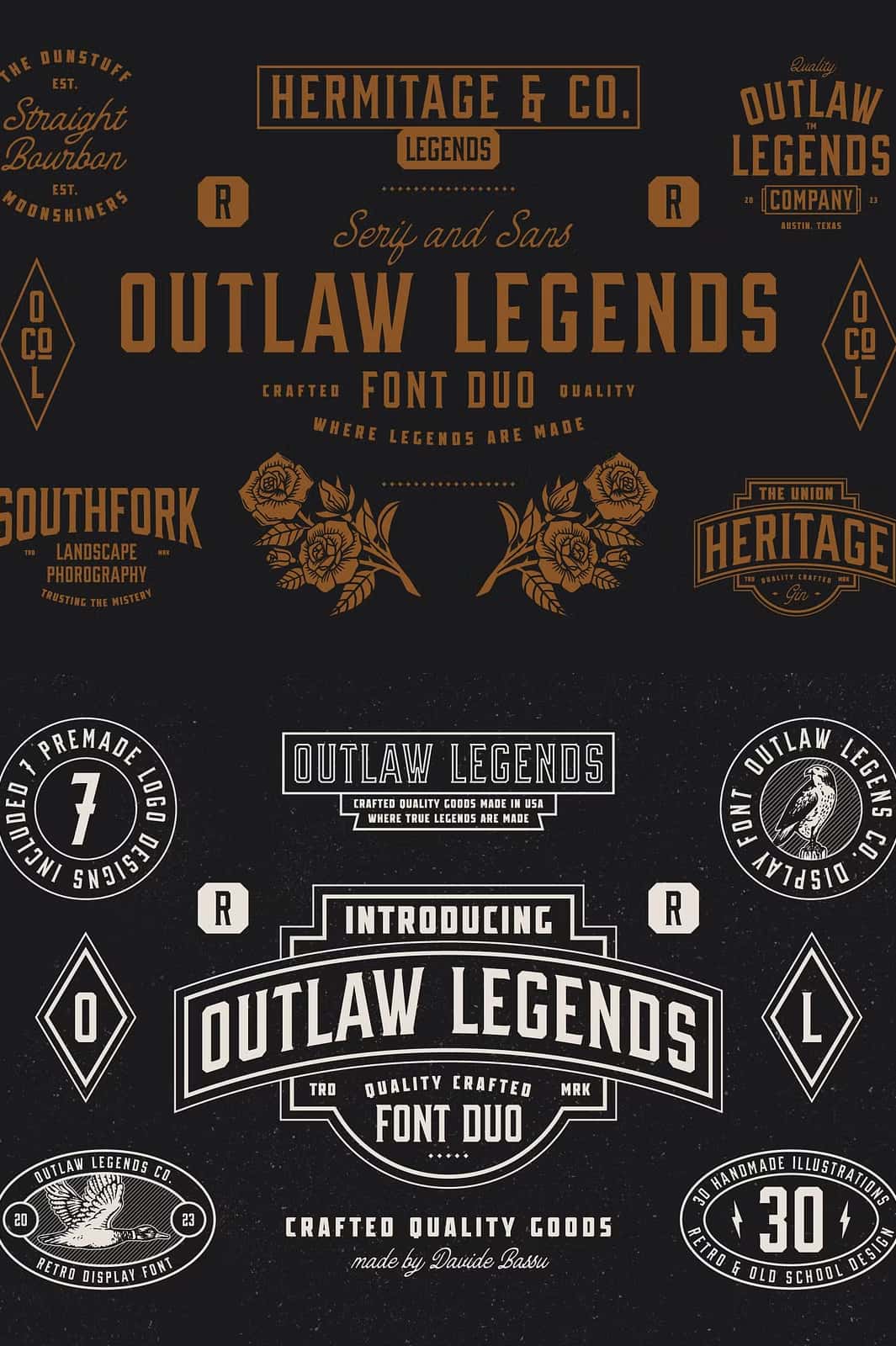 OUTLAW LEGENDS Font Duo + Extra - Leasted - Graphics Template Resources