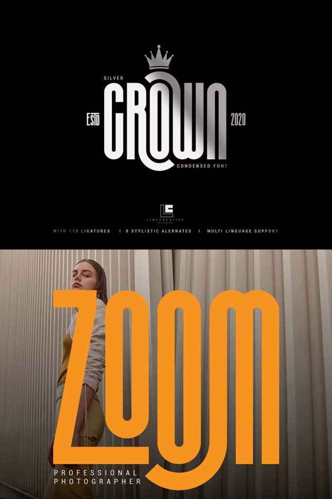 Silver Crown - Ultra Condensed Font - Leasted - Graphics Template Resources