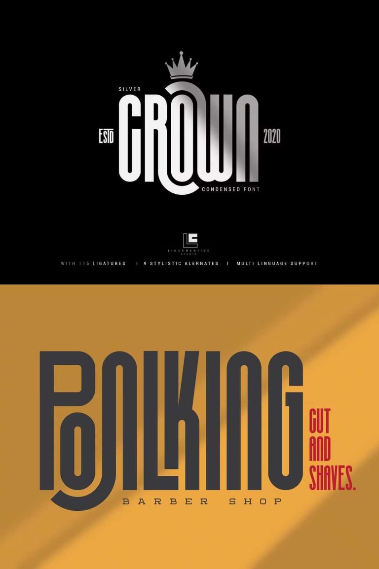 Silver Crown - Ultra Condensed Font - Leasted - Graphics Template Resources