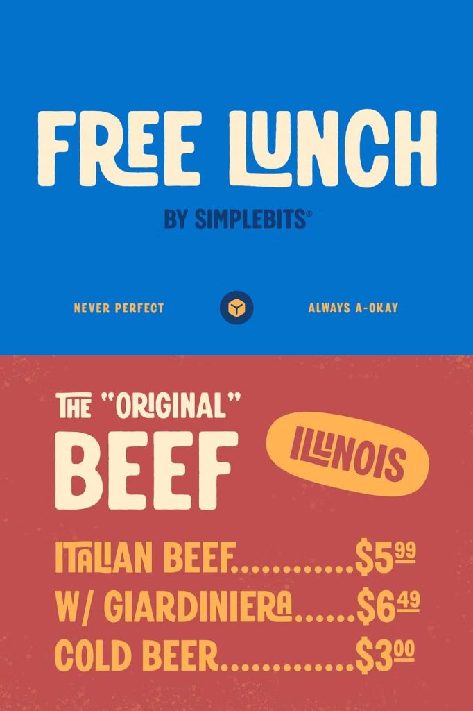 Free Lunch — Vintage lettering font - Leasted - Graphics Template Resources