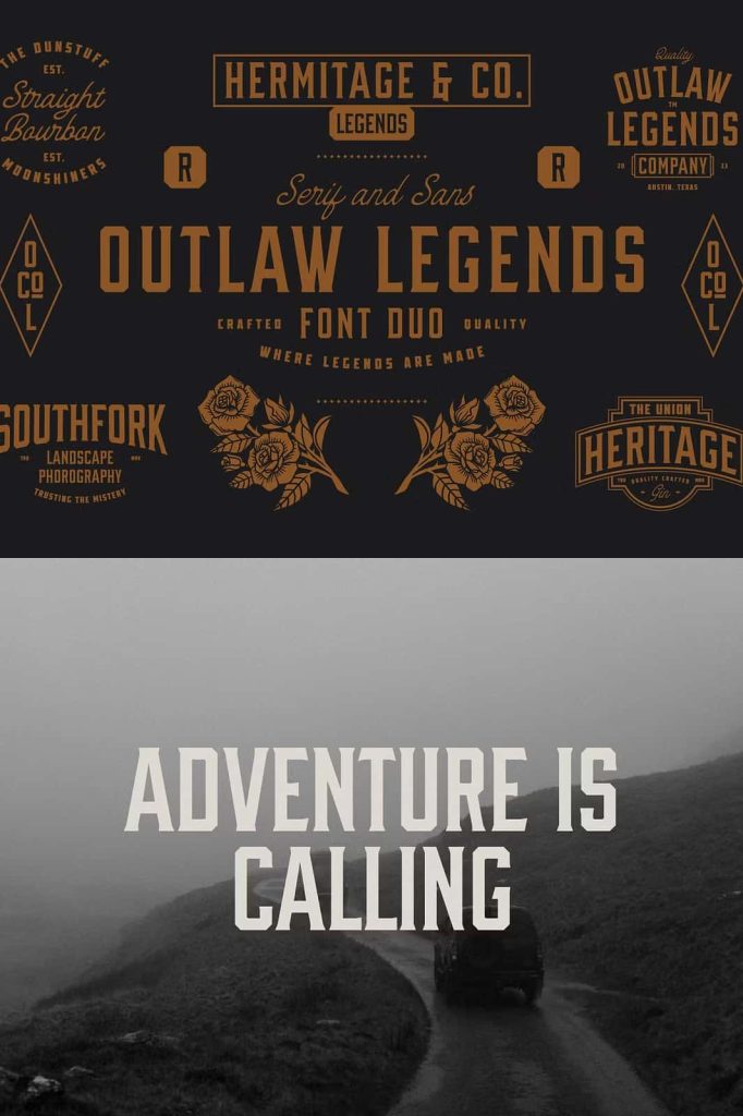 OUTLAW LEGENDS Font Duo + Extra - Leasted - Graphics Template Resources