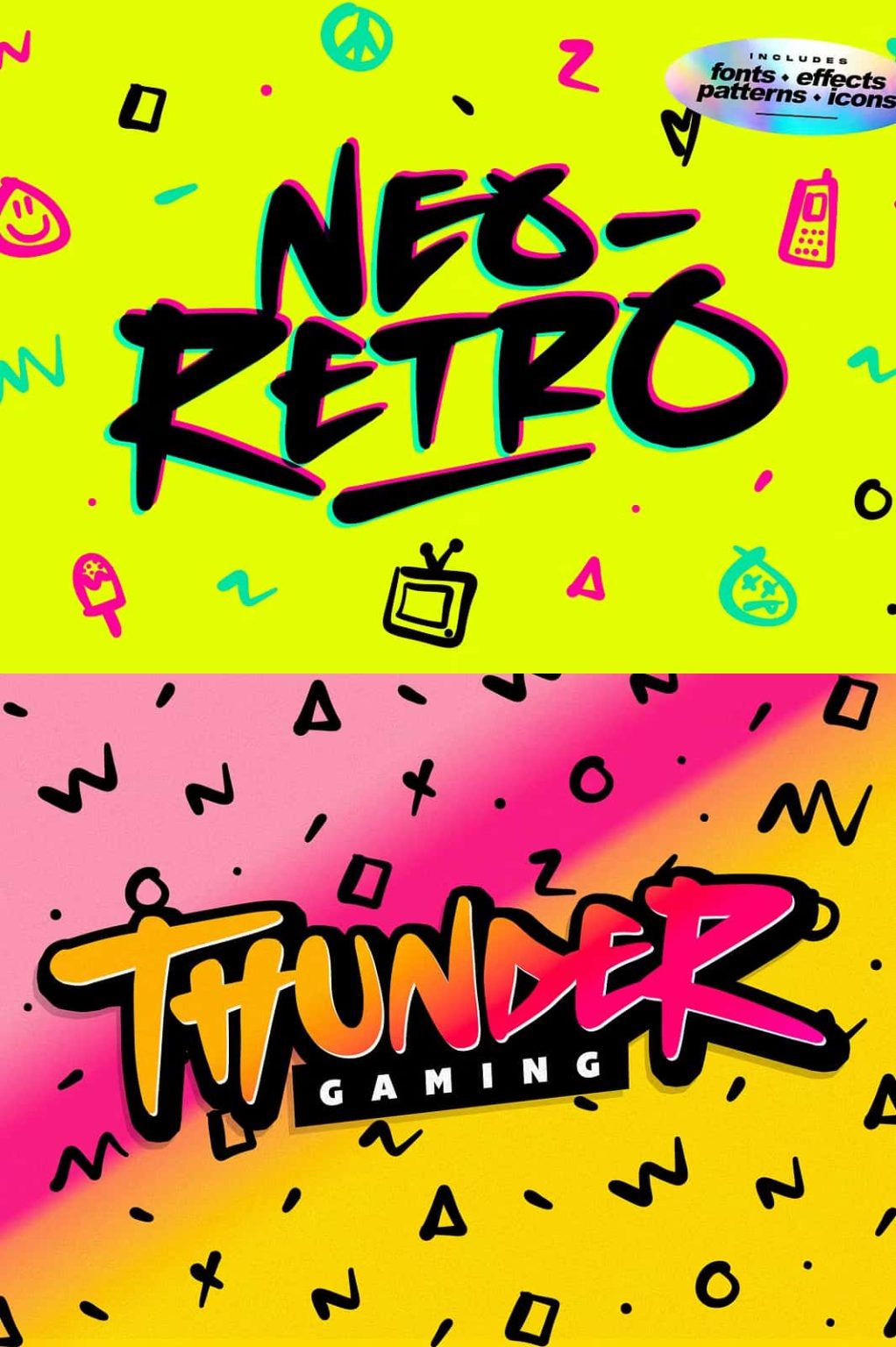 Neo-Retro Font + Extras - Leasted - Graphics Template Resources