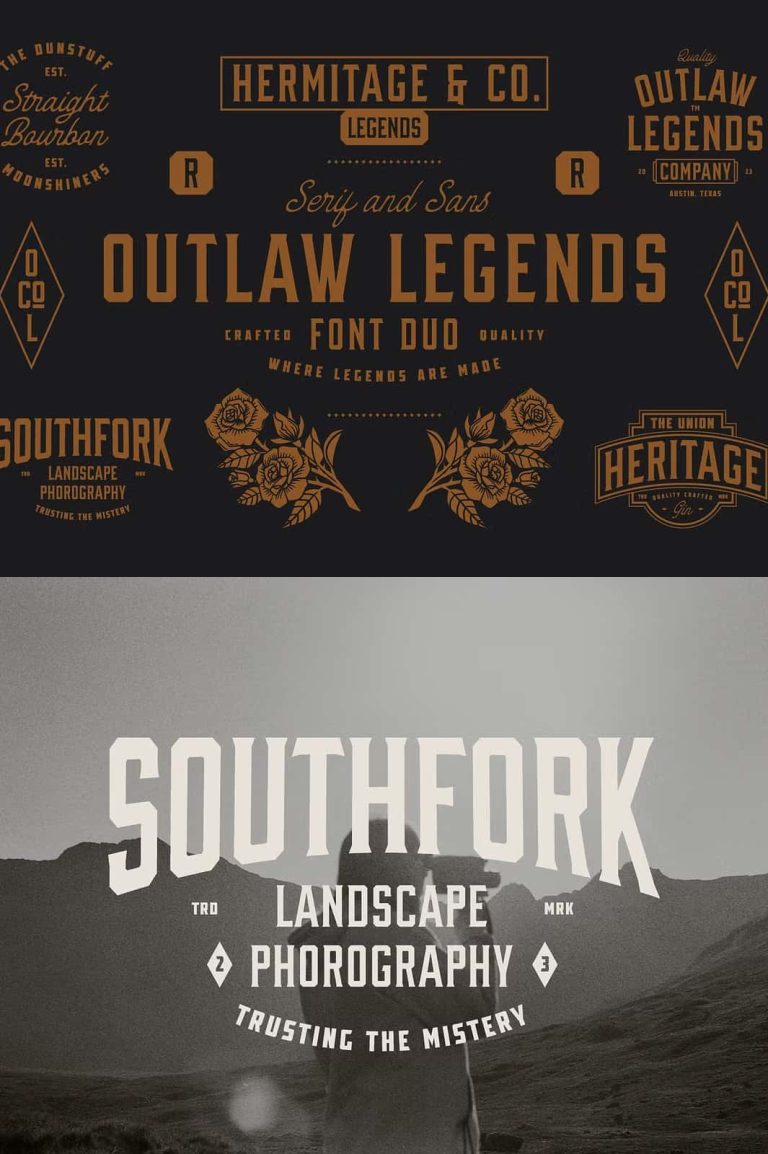 OUTLAW LEGENDS Font Duo + Extra - Leasted - Graphics Template Resources