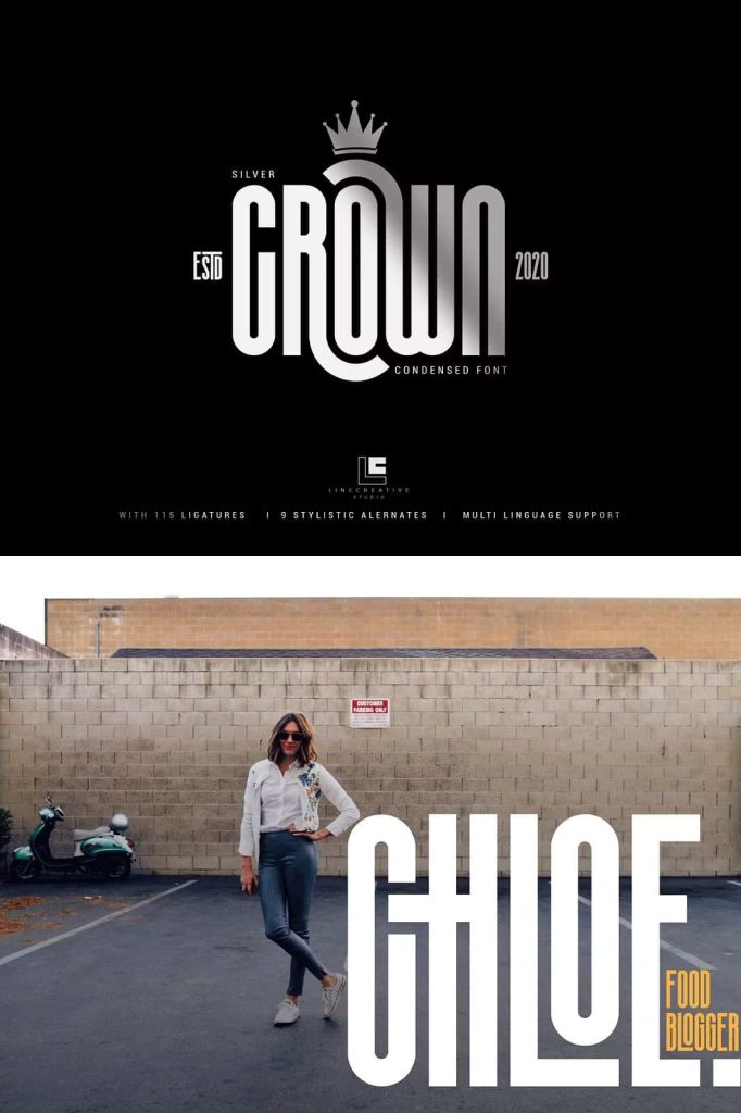 Silver Crown - Ultra Condensed Font - Leasted - Graphics Template Resources