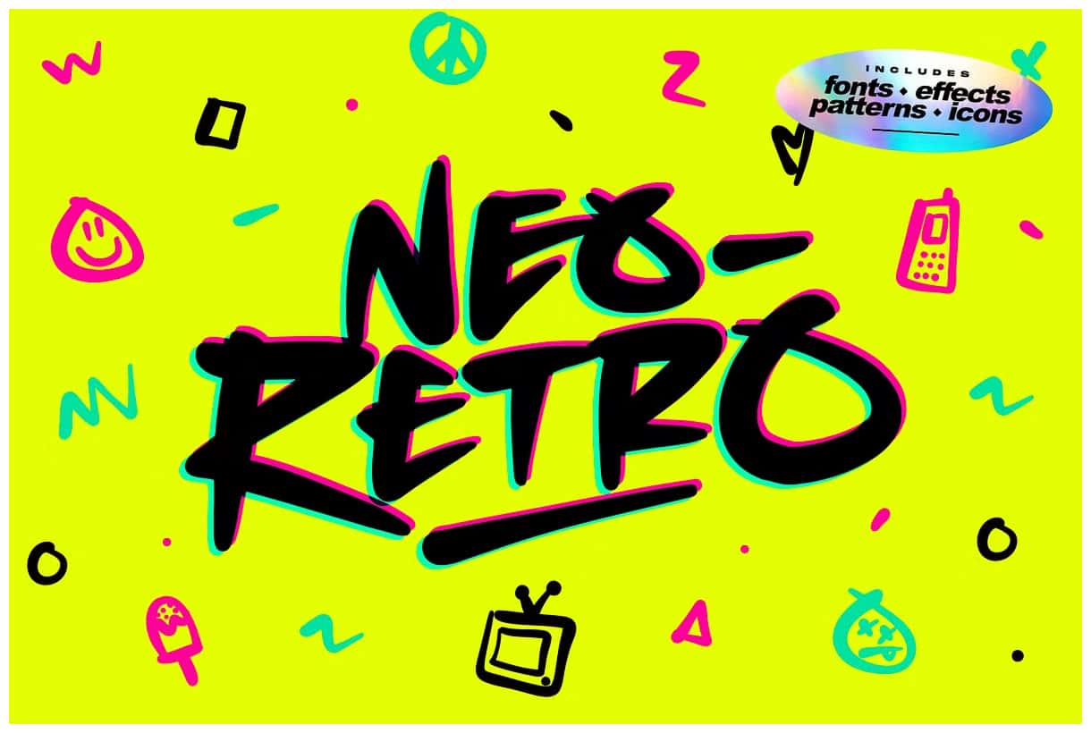 Neo-Retro Font + Extras - Leasted - Graphics Template Resources
