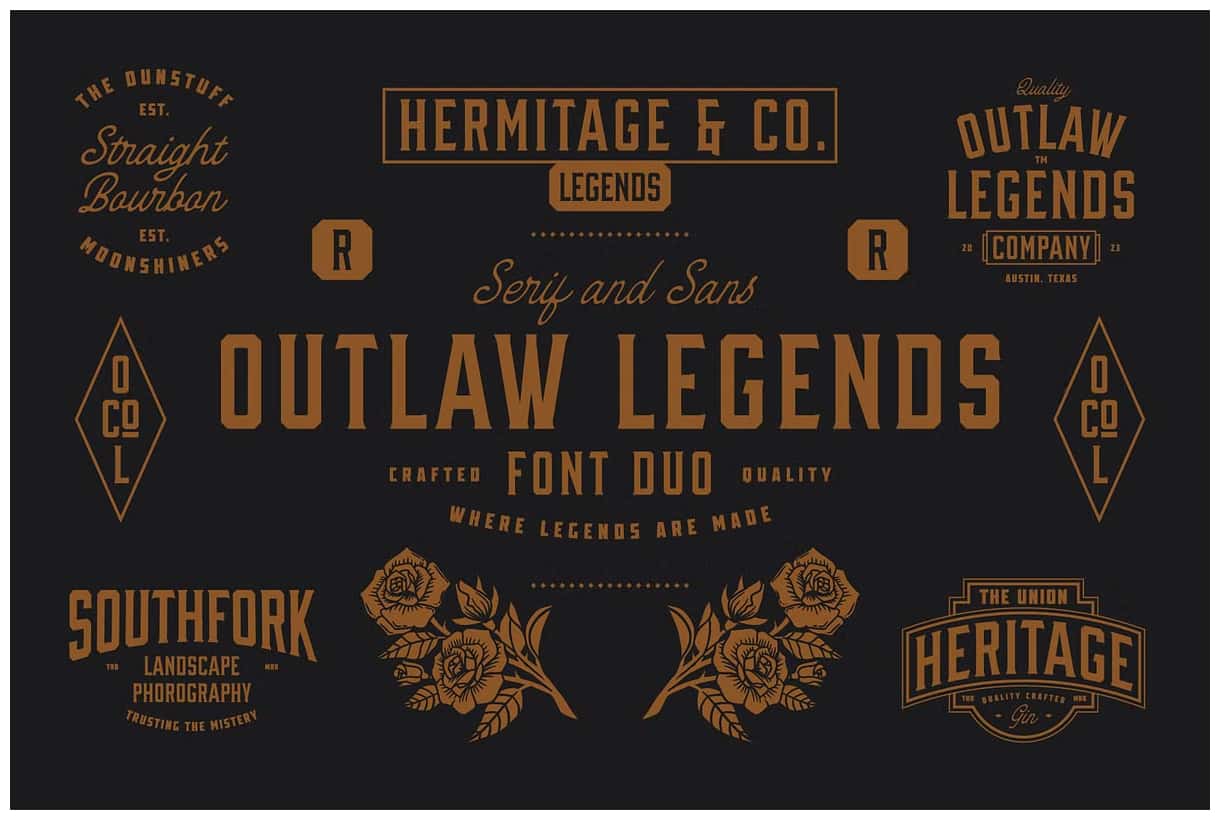 OUTLAW LEGENDS Font Duo + Extra - Leasted - Graphics Template Resources