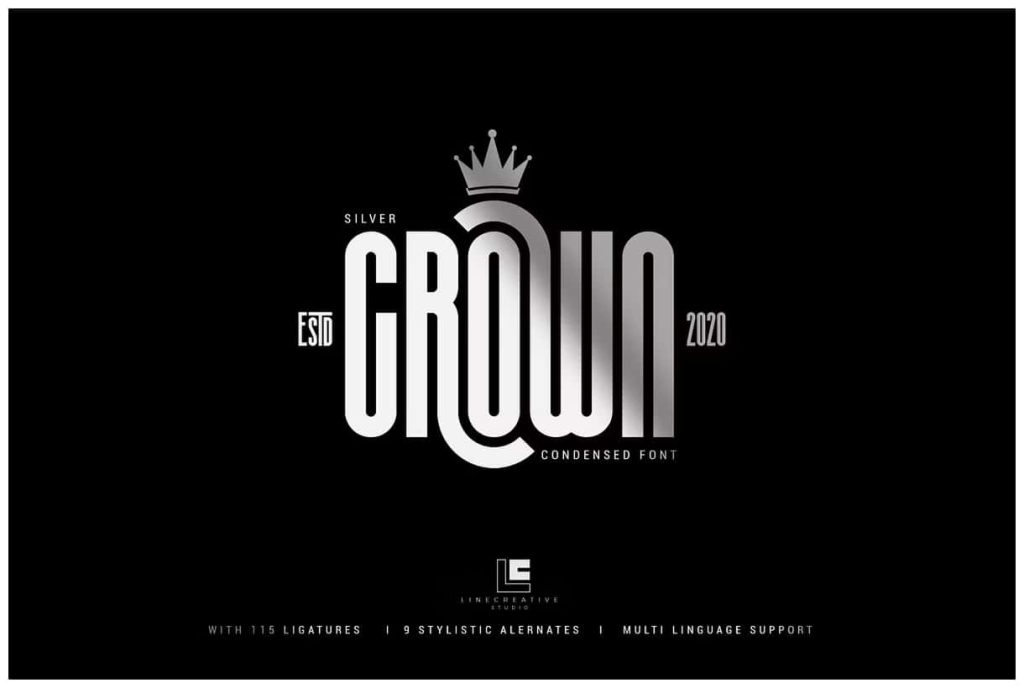 Silver Crown - Ultra Condensed Font - Leasted - Graphics Template Resources