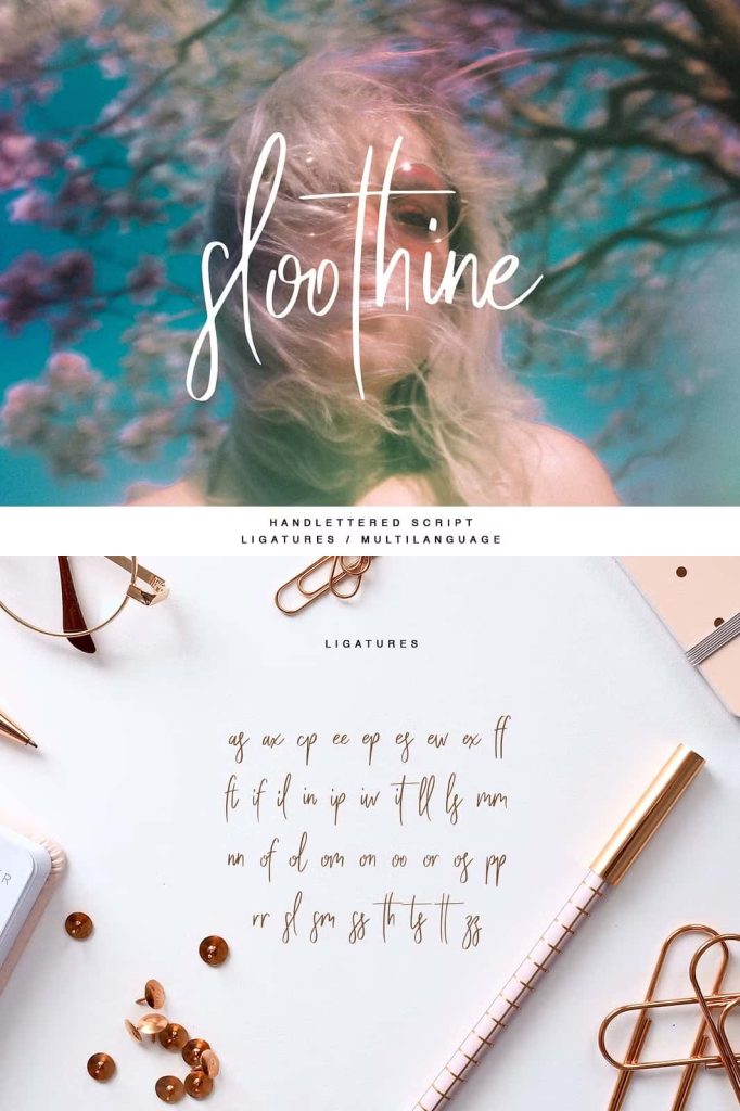Sloothine - handlettered script - Leasted - Graphics Template Resources