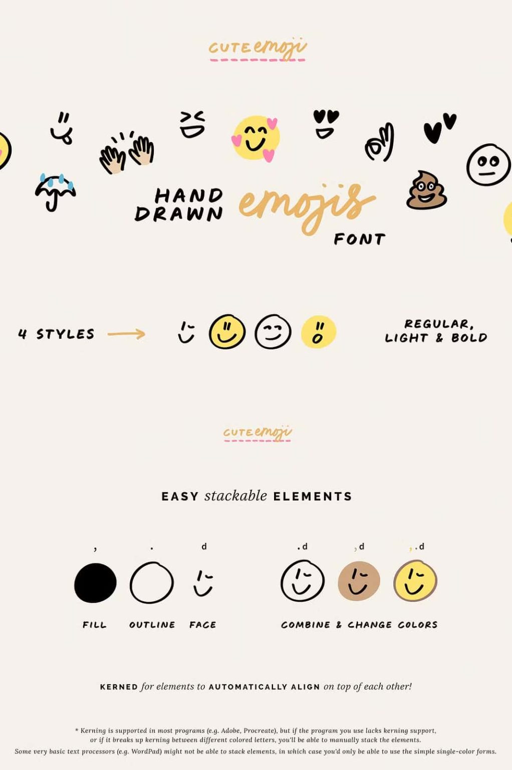 CuteEmoji hand drawn emojis font - Leasted - Graphics Template Resources