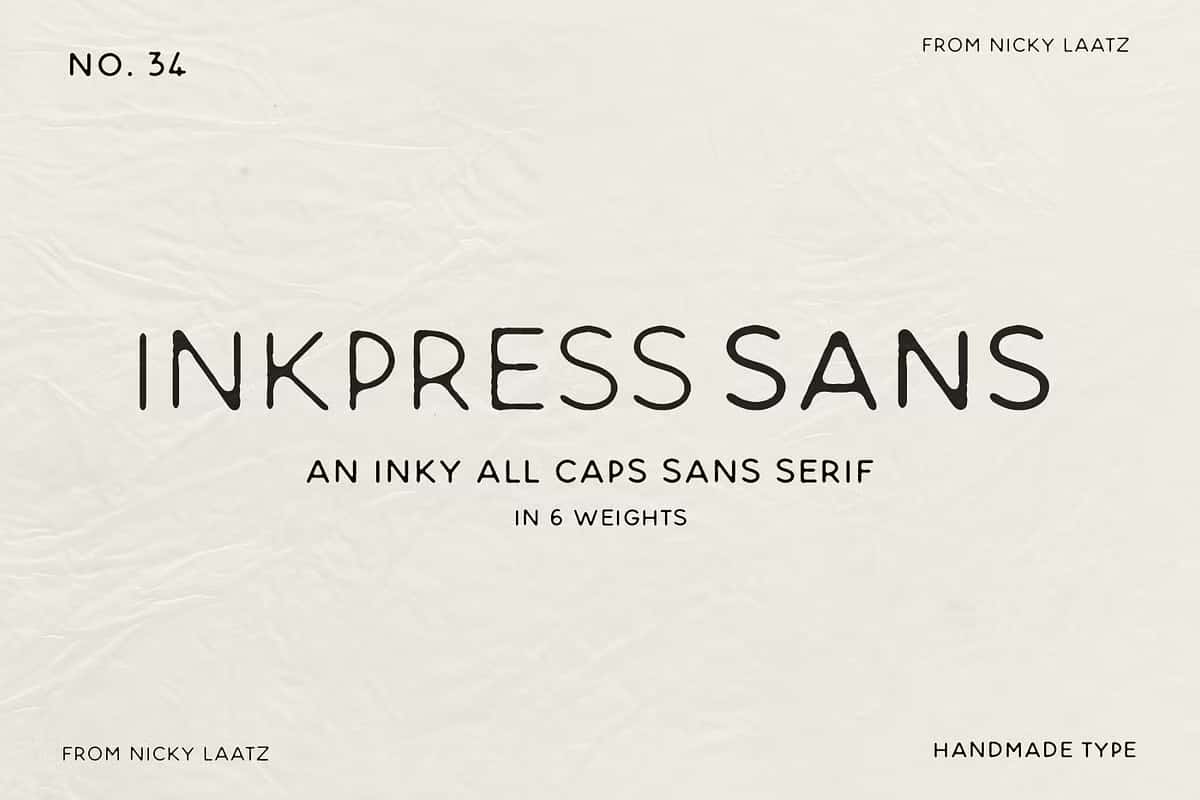 Inkpress Sans All Caps Typeface - Leasted - Graphics Template Resources