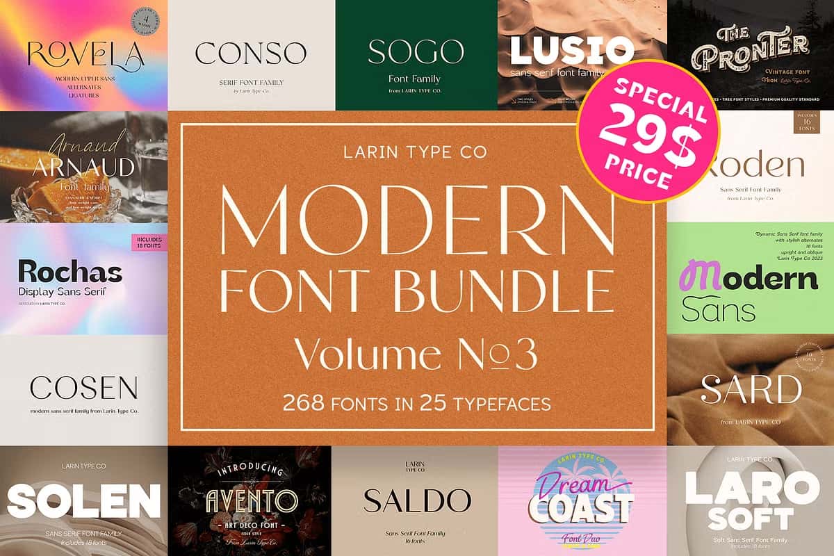 Modern Font Bundle Vol.3 - Leasted - Graphics Template Resources