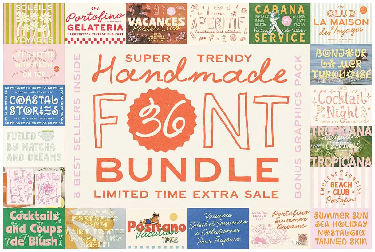 Modern Hand-drawn Trendy Font Bundle - Leasted - Graphics Template ...